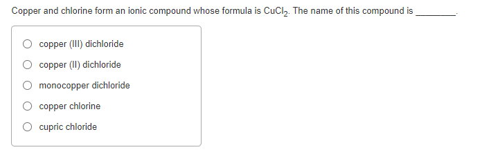 Solved Copper and chlorine form an ionic compound whose | Chegg.com