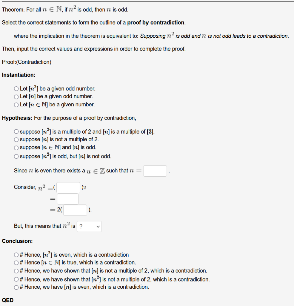 Solved Theorem: For all n∈N, if n2 is odd, then n is odd. | Chegg.com
