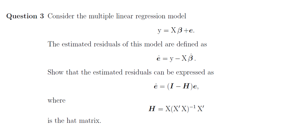 Solved Question 3 ﻿Consider the multiple linear regression | Chegg.com