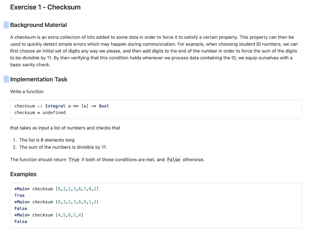 Solved Exercise 1- Checksum Background Material A checksum | Chegg.com