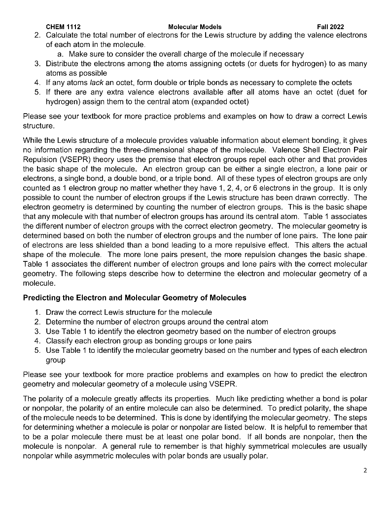 Pleas help with this Molecular Models Report Sheet | Chegg.com