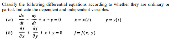 Solved Classify the following differential equations | Chegg.com