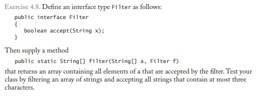 Solved Exercise 4.8. Define an interface type Filter as | Chegg.com
