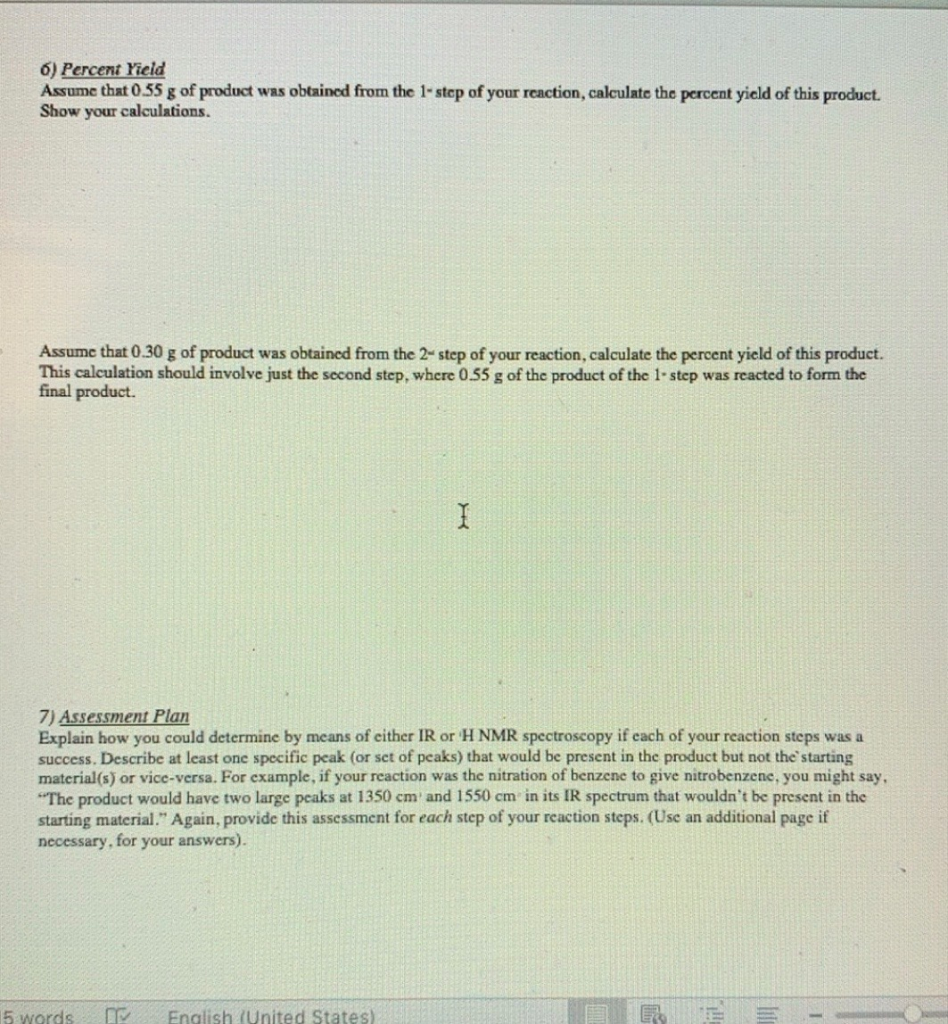 Solved Write-Up Sheet for Multi-step Synthesis Experiment 1) | Chegg.com