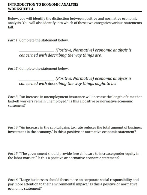 Solved INTRODUCTION TO ECONOMIC ANALYSIS WORKSHEET 4 Below, | Chegg.com