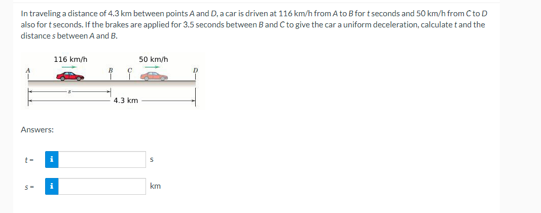 Solved In traveling a distance of 4.3 km between points A | Chegg.com