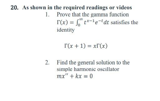 Solved 1. 20. As shown in the required readings or videos | Chegg.com