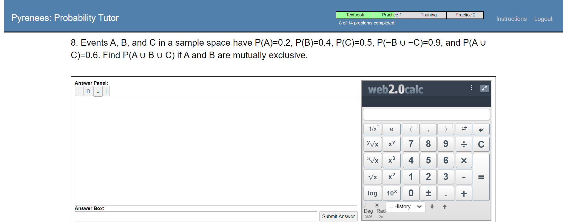 Solved Training Pyrenees: Probability Tutor Practice 2 | Chegg.com