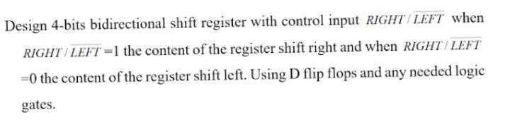 Solved Design 4-bits bidirectional shift register with | Chegg.com