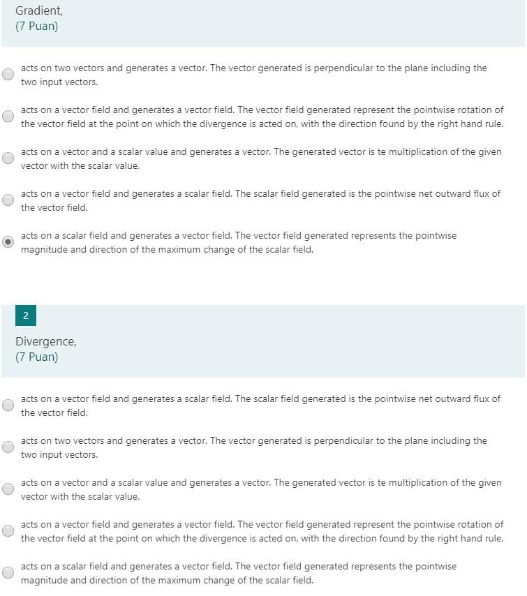Solved Gradient (7 Puan) acts on two vectors and generates a | Chegg.com