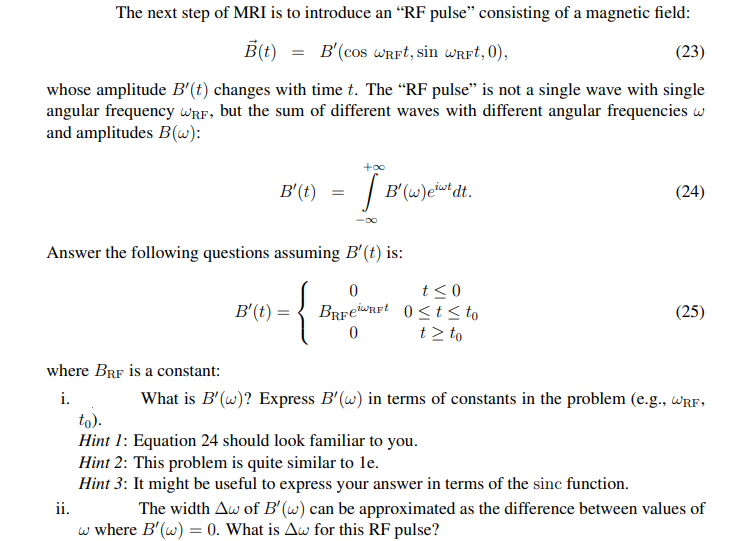 The next step of MRI is to introduce an “RF pulse” | Chegg.com