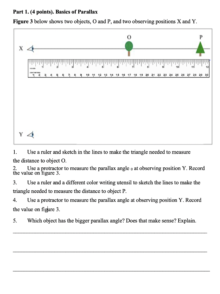 Solved Part 1.(4 points). Basics of Parallax Figure 3 below | Chegg.com
