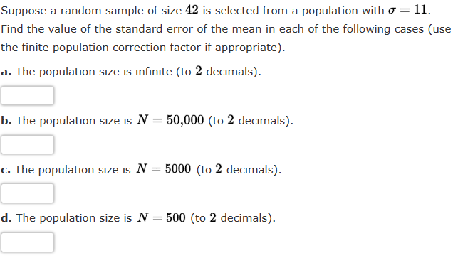 Solved Suppose a random sample of size 42 ﻿is selected from | Chegg.com