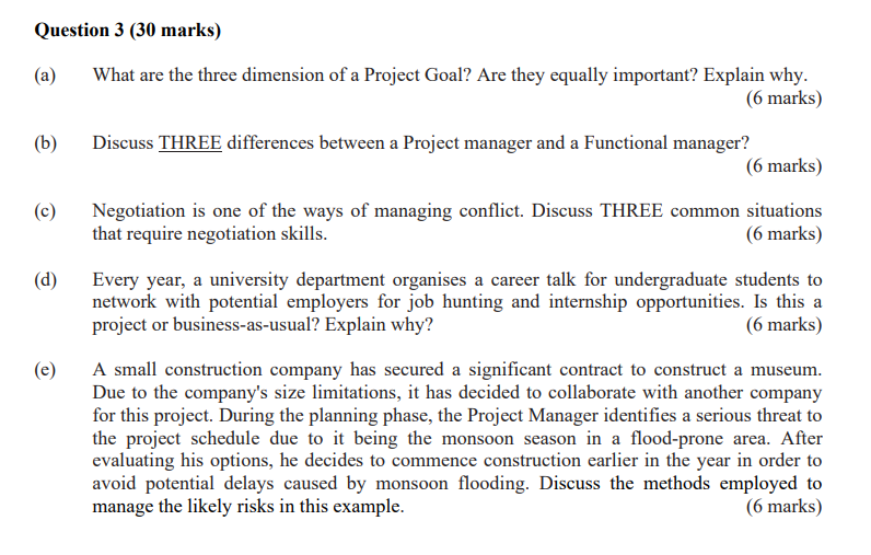 Solved Question 3 (30 ﻿marks)(a) ﻿What are the three | Chegg.com