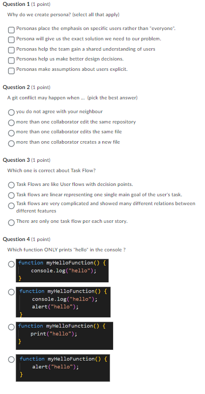 Solved Question 1 (1 ﻿point)Why do we create persona? | Chegg.com
