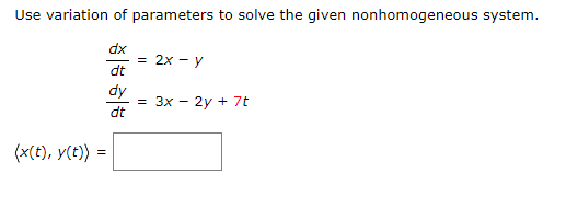 Solved Use variation of parameters to solve the given | Chegg.com