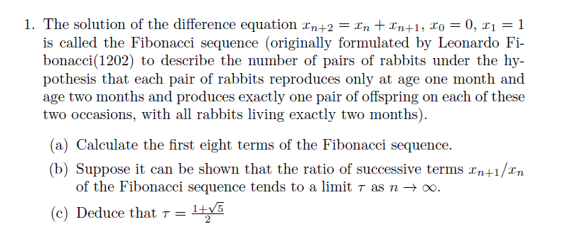 Solved 1. The solution of the difference equation In+2 = In | Chegg.com