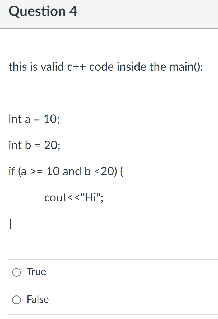Solved Question 4 this is valid c++ code inside the main(): | Chegg.com