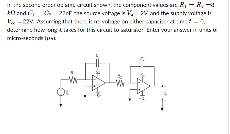 Solved = In the second order op amp circuit shown, the | Chegg.com