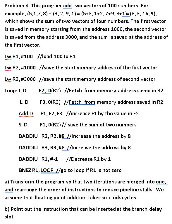Problem 4. This program add two vectors of 100 | Chegg.com