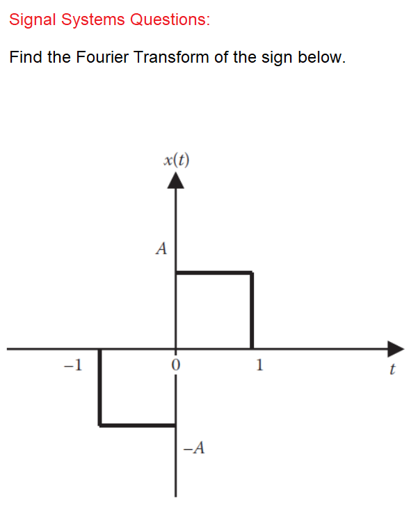 Solved Signal Systems Questions: Find the Fourier Transform | Chegg.com