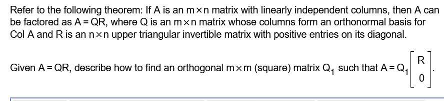 Solved Refer To The Following Theorem If A Is An Mxn Matrix 