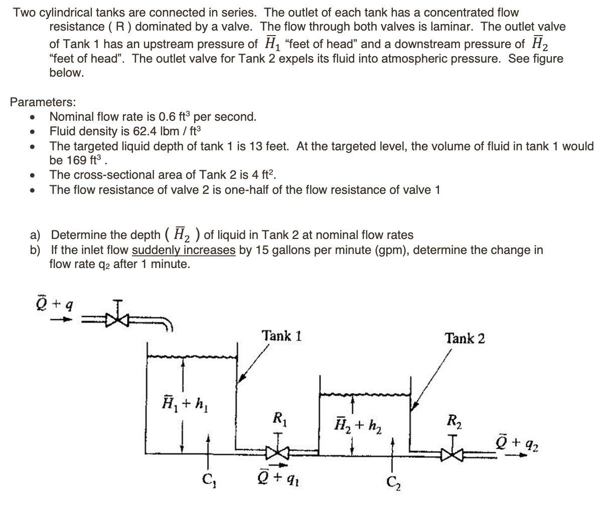 Solved Two cylindrical tanks are connected in series. The | Chegg.com