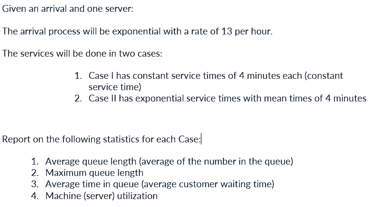 Given an arrival and one server: The arrival process | Chegg.com