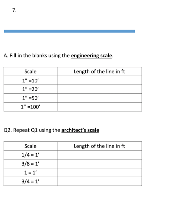 fill in the blanks using the engineering scale, the | Chegg.com