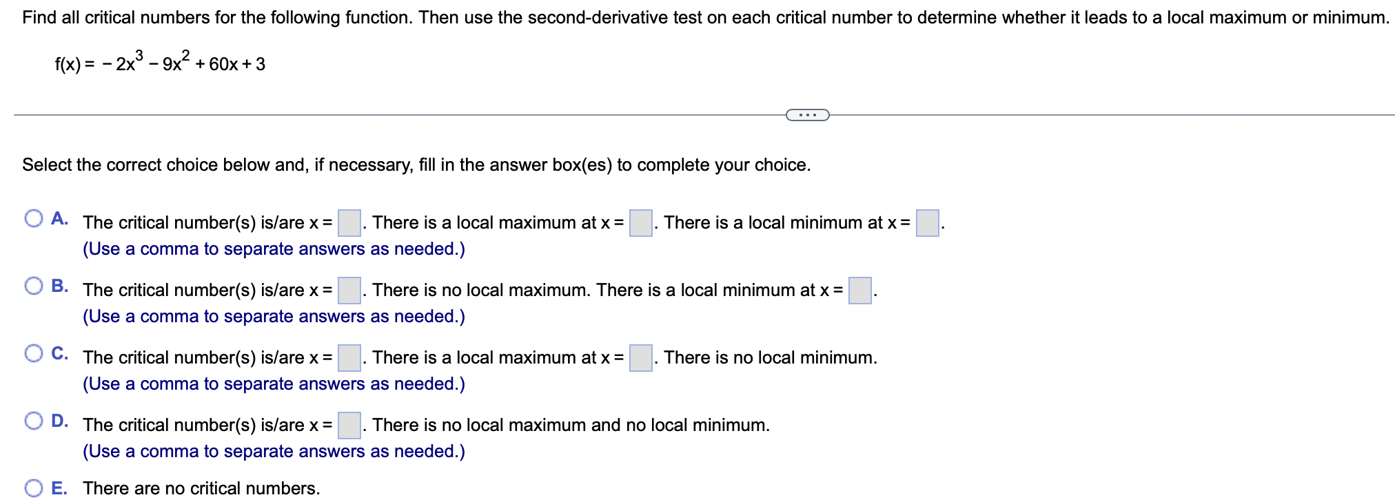 Solved Find all critical numbers for the following function. | Chegg.com