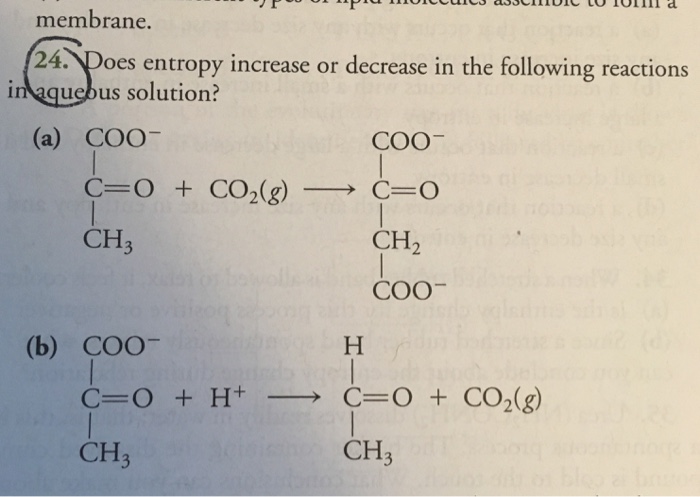 Solved membrane 24. Does entropy increase or decrease in the | Chegg.com