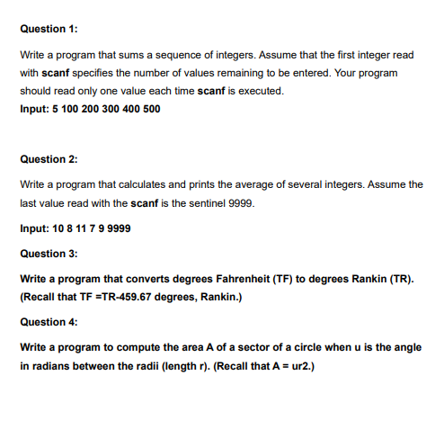Solved Question 1: Write a program that sums a sequence of | Chegg.com