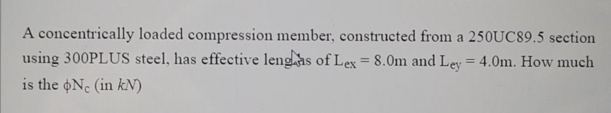 Solved A concentrically loaded compression member, | Chegg.com