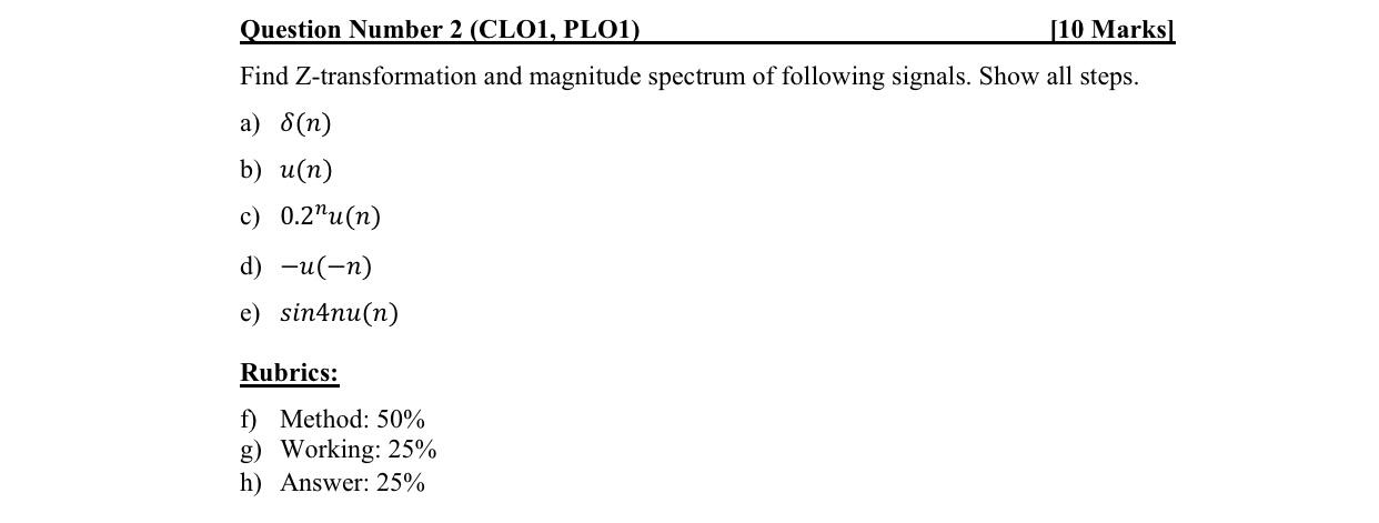 Solved Question Number 2 (CLO1, PLO1) [10 Marks Find | Chegg.com