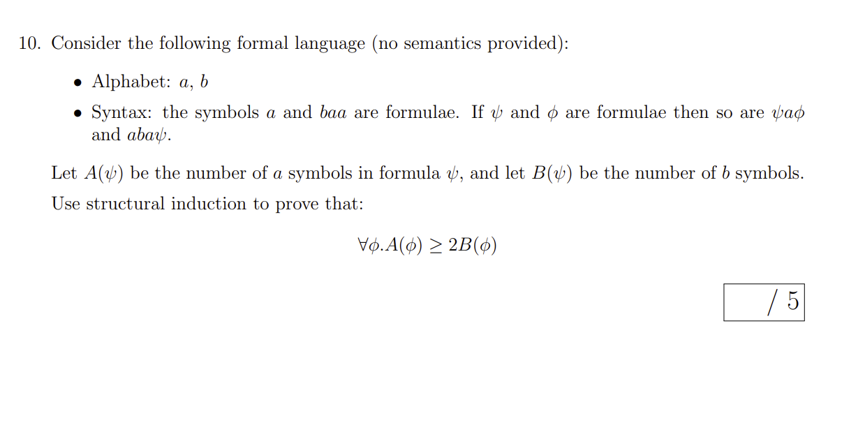 Solved Consider the following formal language (no semantics | Chegg.com