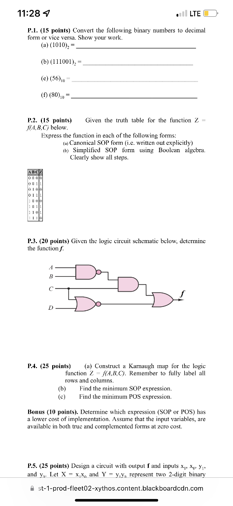 Solved P.1. (15 points) Convert the following binary numbers | Chegg.com