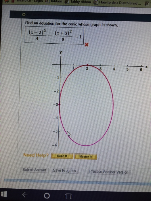 Solved Find an equation for the conic whose graph is shown. | Chegg.com