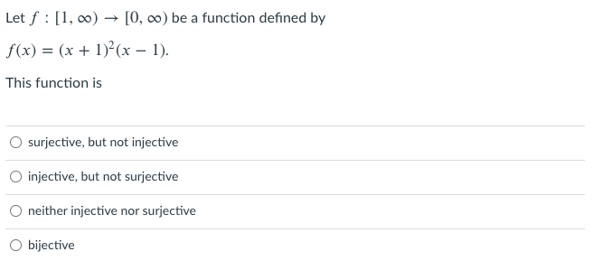 Solved Let f : [1,00) → [0, 0) be a function defined by f(x) | Chegg.com