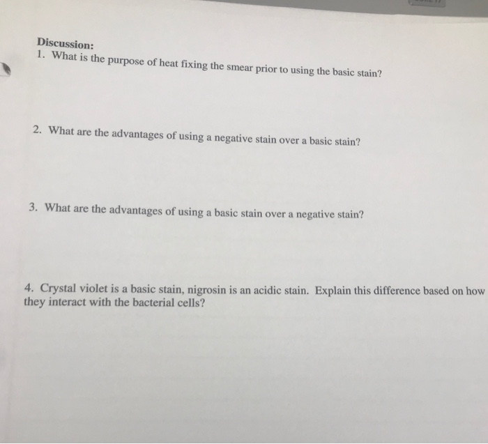 Solved Discussion: 1. What is the purpose of heat fixing the | Chegg.com