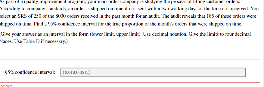 Solved According to company standards, an order is shipped | Chegg.com