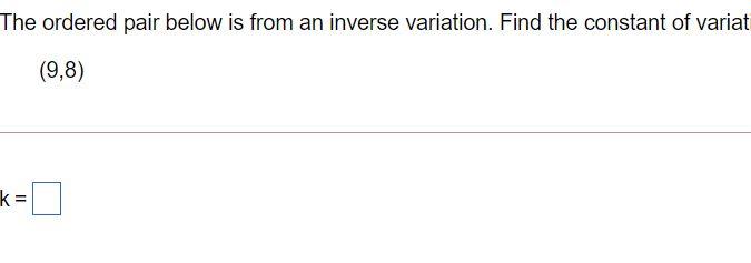 Solved The Ordered Pair Below Is From An Inverse Variation