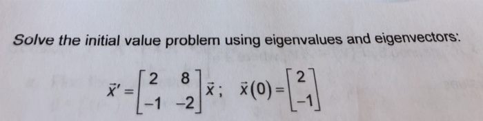 Solved Solve the initial value problem using eigenvalues and | Chegg.com