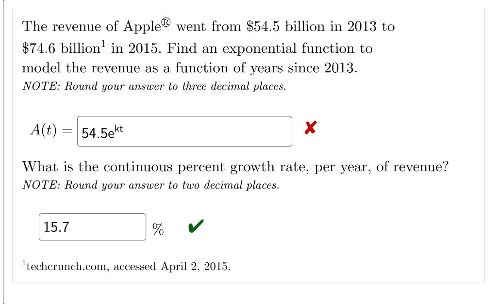 Solved The revenue of Apple® went from $54.5 billion in 2013 | Chegg.com