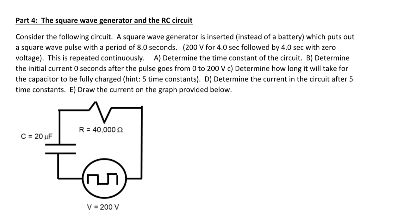 Solved Part 4: The square wave generator and the RC circuit | Chegg.com