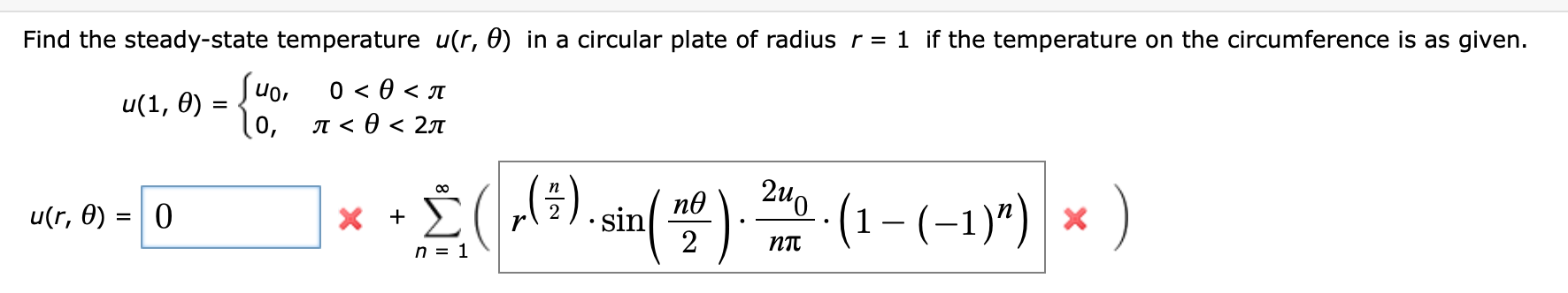 Solved Find the steady-state temperature u(r, 0) in a | Chegg.com