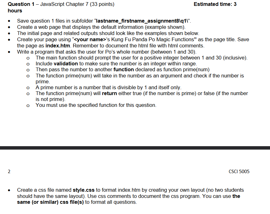Solved Question 1 - JavaScript Chapter 7 (33 points) | Chegg.com