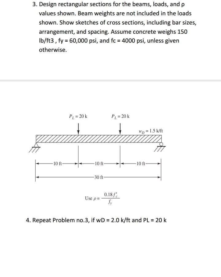 Solved 1. Design rectangular sections for the beams, loads, | Chegg.com