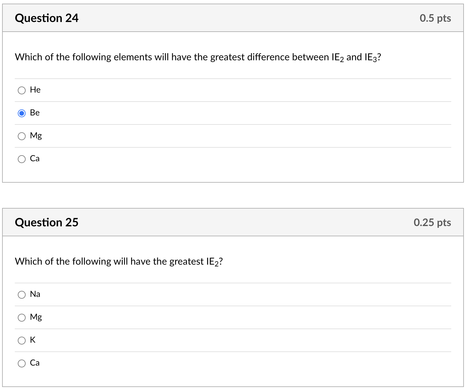 Solved Which of the following elements will have the | Chegg.com