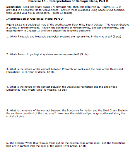 Solved Exercise 15-Interpretation of Geologic Maps, Part D | Chegg.com