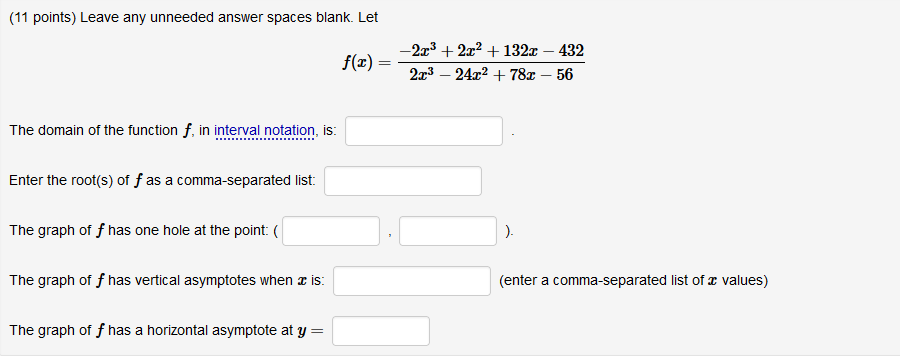 Solved (11 points) Leave any unneeded answer spaces blank. | Chegg.com